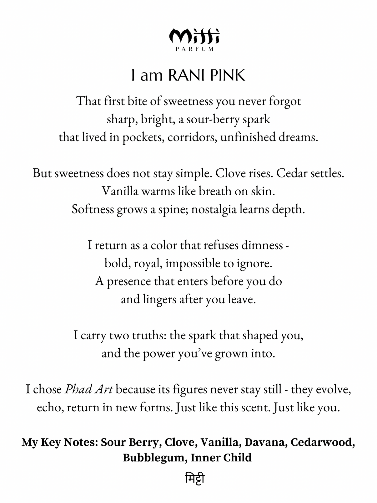 RANI PINK Eau de Parfum — Sweet Berry, Vanilla & Cedarwood | Mitti Parfum